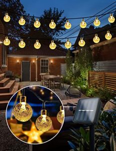 bryopath solar string lights outdoor, solar xmas tree lights, crystal globe lights with 8 lighting modes, waterproof solar powered patio lights for garden yard porch wedding party decor halloween