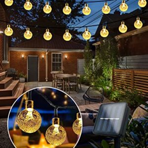 Bryopath Solar String Lights Outdoor, Solar Xmas Tree Lights, Crystal Globe Lights with 8 Lighting Modes, Waterproof Solar Powered Patio Lights for Garden Yard Porch Wedding Party Decor Halloween