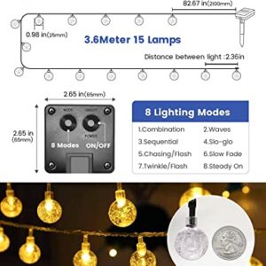 Bryopath Solar String Lights Outdoor, Solar Xmas Tree Lights, Crystal Globe Lights with 8 Lighting Modes, Waterproof Solar Powered Patio Lights for Garden Yard Porch Wedding Party Decor Halloween