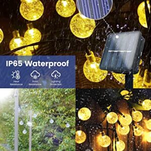 Bryopath Solar String Lights Outdoor, Solar Xmas Tree Lights, Crystal Globe Lights with 8 Lighting Modes, Waterproof Solar Powered Patio Lights for Garden Yard Porch Wedding Party Decor Halloween