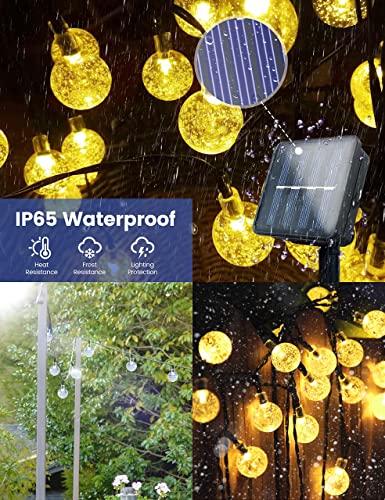 Bryopath Solar String Lights Outdoor, Solar Xmas Tree Lights, Crystal Globe Lights with 8 Lighting Modes, Waterproof Solar Powered Patio Lights for Garden Yard Porch Wedding Party Decor Halloween