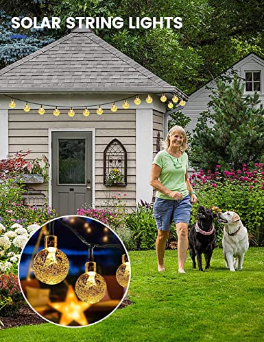 Bryopath Solar String Lights Outdoor, Solar Xmas Tree Lights, Crystal Globe Lights with 8 Lighting Modes, Waterproof Solar Powered Patio Lights for Garden Yard Porch Wedding Party Decor Halloween