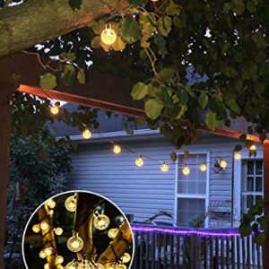 Bryopath Solar String Lights Outdoor, Solar Xmas Tree Lights, Crystal Globe Lights with 8 Lighting Modes, Waterproof Solar Powered Patio Lights for Garden Yard Porch Wedding Party Decor Halloween