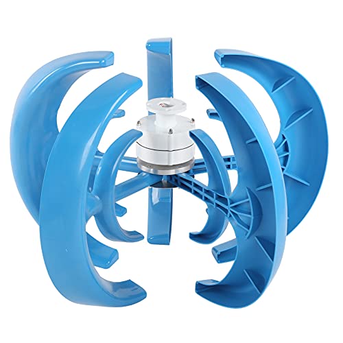 1200W Wind Turbine 5 Blade Wind Vertical Axis Generator Blue Electricity Producer Equipment for Boats Terraces Cabins or Mobile Houses Charging (24V)