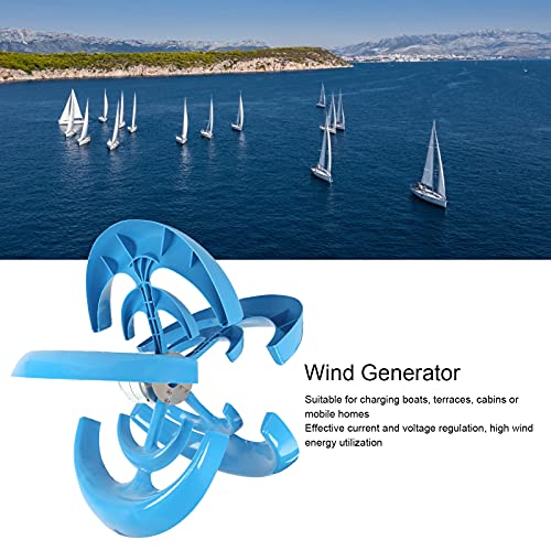 1200W Wind Turbine 5 Blade Wind Vertical Axis Generator Blue Electricity Producer Equipment for Boats Terraces Cabins or Mobile Houses Charging (24V)