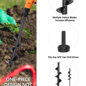 SYITCUN Auger Drill Bit for Planting - 1.6"x16.5" + 3.5"x16" Heavy-Duty Spiral Drill Bits for Planting Bulbs - Auger Post Hole Digger and Soil Auger for Beach - Compatible with 3/8" Hex Drive Drill