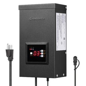 dewenwils 300w low voltage transformer with 3 independent control outputs, landscape transformer with timer and photocell sensor, 120v ac to 12v/14v ac, weatherproof, etl listed