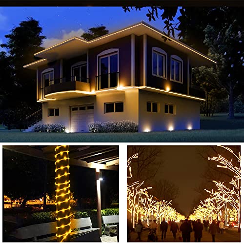 Fairy Lights 66 Feet 200 LED Solar Outdoor Lights, 8 Lighting Modes Twinkle String Lights with Timer, Solar Christmas Rope Lights Outdoor Waterproof for Bedroom Garden Patio Decor, Warm White