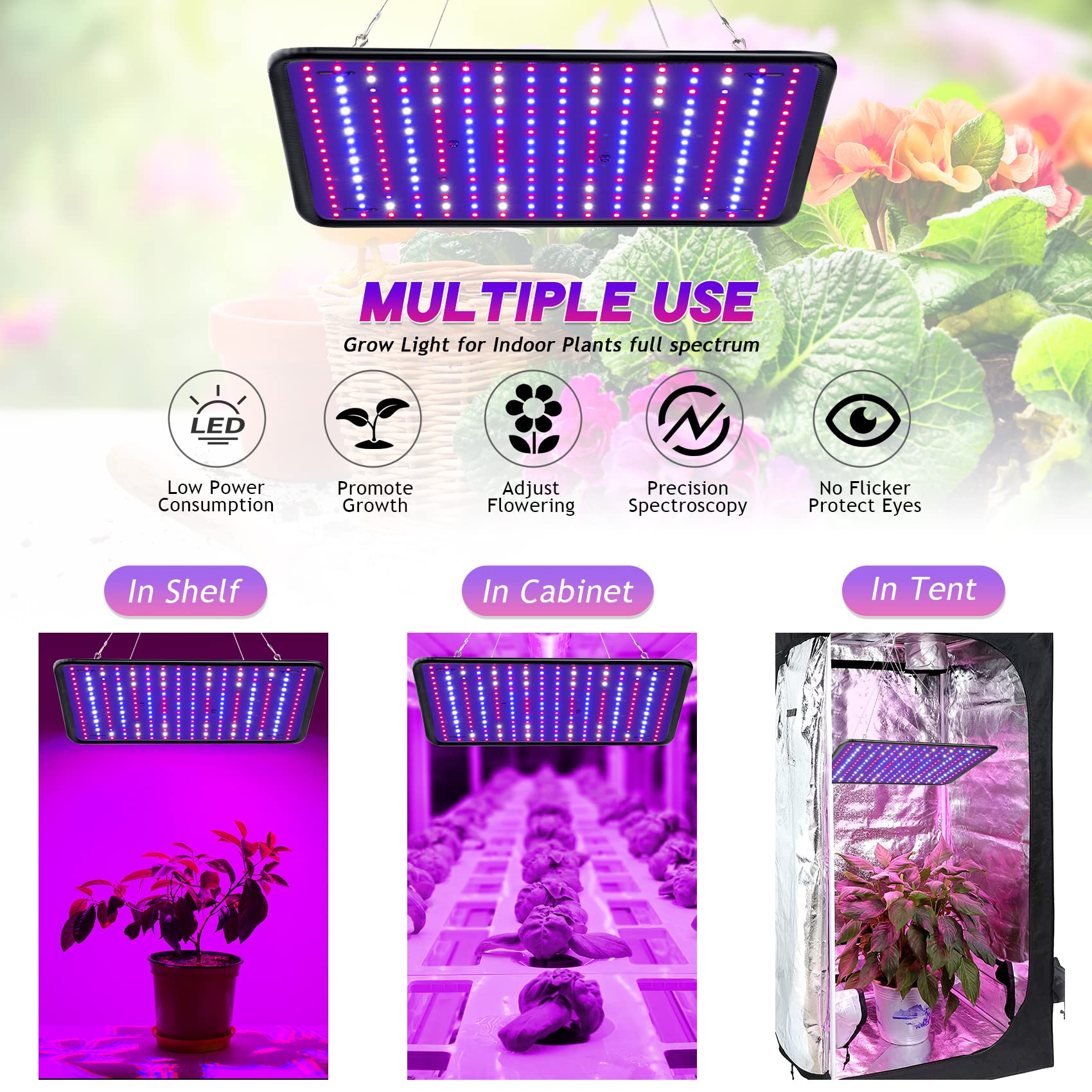 SERWING Grow Light for Indoor Plants 200W LED Plant Growing Lamp for Indoor Cultivation, Greenhouse, Grow Tent, Hydroponics (Full Spectrum)