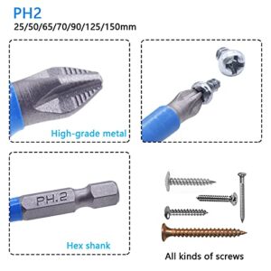 Magnetic PH2 Drill Bits Set, Anti Slip Screw Extractor and Magnetic Screwdriver Bit Set, Hand Tool 7Pcs, Cross Single and Double Head Bits, Electric Screw Nozzle Taper Corrector (1 kit)