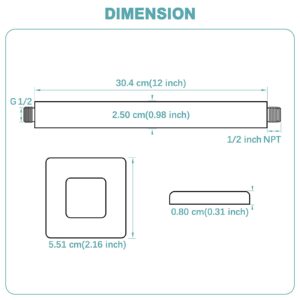 BESTILL 12 Inch Matte Black Ceiling Mount Shower Arm and Flange, Square