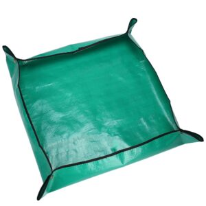 domg 39 x 39 inches plant repotting mat waterproof foldable succulent plant transplanting tarp square portable indoor gardening mat potting tarp, green