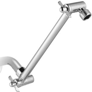 voolan 11 inch shower extension arm, adjustable height and angle, premium solid brass anti-leak, universal connection to showerheads (chrome)