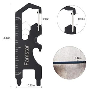 Famstar Keychain Multi-tool 3Pack Metal Pocket Tool for men Portable No rust multi-function tools Wrench for Screw,ruler and bottle opener,19 in 1 Total Routine maintenance.