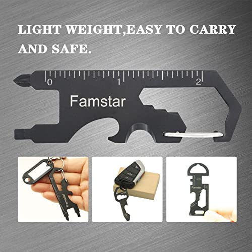 Famstar Keychain Multi-tool 3Pack Metal Pocket Tool for men Portable No rust multi-function tools Wrench for Screw,ruler and bottle opener,19 in 1 Total Routine maintenance.