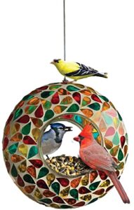 home craft expressions circular mosaic hanging bird feeder for outdoor and large cages - for small and medium birds hand-crafted design