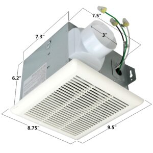 Harrier Hardware Very Quiet Bathroom Exhaust Ventilation Fan 70 CFM, 2.0 Sone