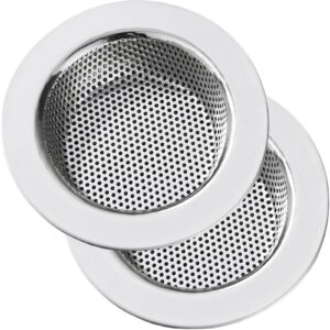 kitchen sink strainer stainless steel, lasshswa kitchen sink drain strainer, sink strainers for kitchen sinks with large wide rim 4.5" diameter (2 pack)