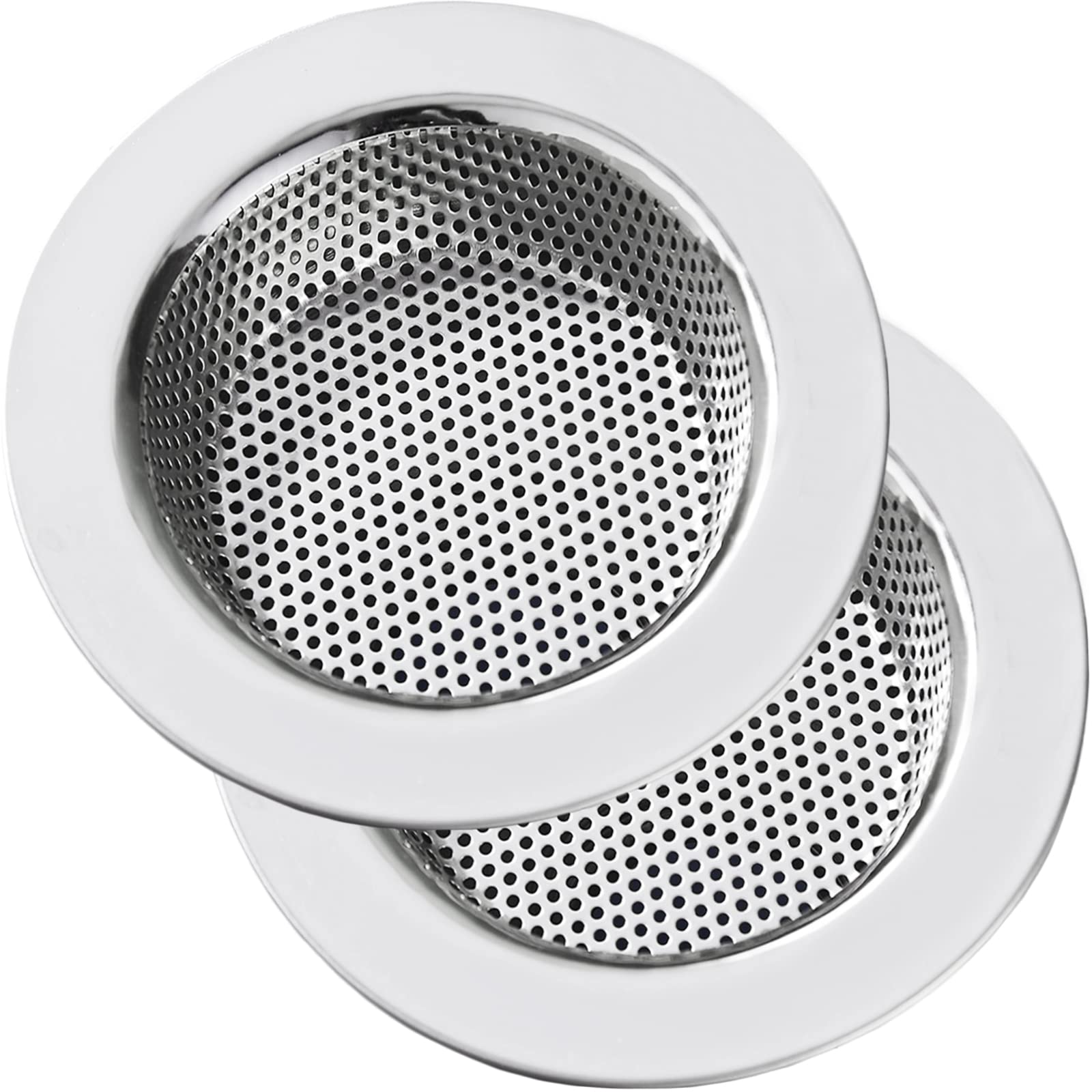 Kitchen Sink Strainer Stainless Steel, LASSHSWA Kitchen Sink Drain Strainer, Sink Strainers for Kitchen Sinks with Large Wide Rim 4.5" Diameter (2 Pack)