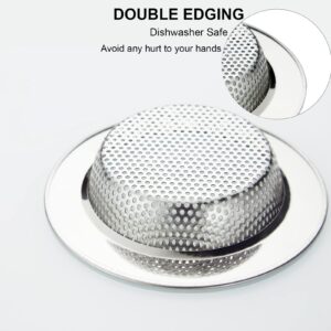 Kitchen Sink Strainer Stainless Steel, LASSHSWA Kitchen Sink Drain Strainer, Sink Strainers for Kitchen Sinks with Large Wide Rim 4.5" Diameter (2 Pack)