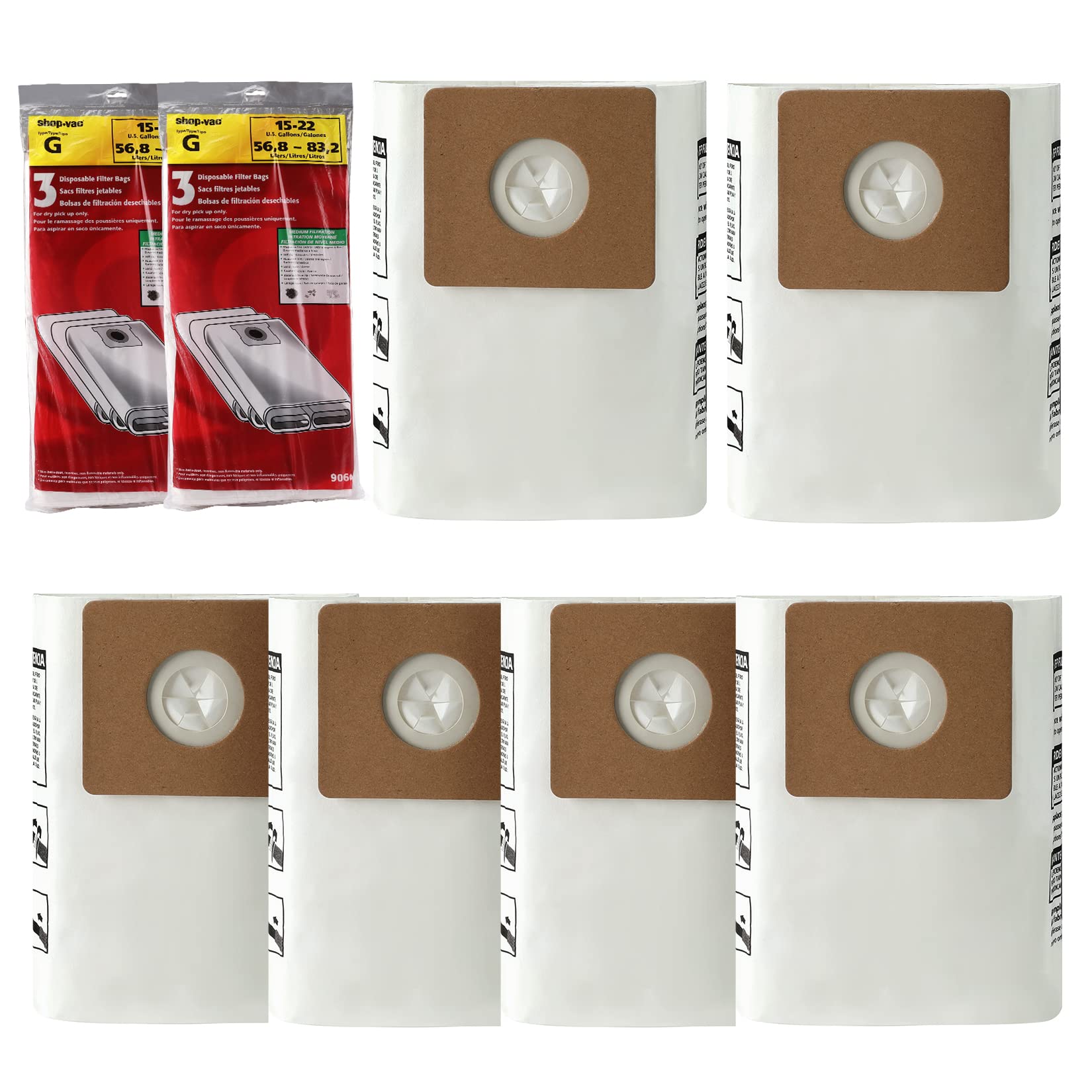 Shop-Vac 90663 15 To 22 Gallon Disposable Filter Bags, 6 Pack