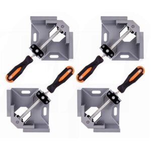 wyqyq 4pcs corner clamp - right angle clamp 90 degree wood clamps for woodworking, with adjustable swing jaw aluminum alloy frame clamps, for welding, diy woodworking.