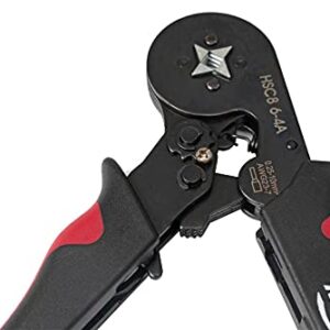 N/C Toolex Ferrule Crimping Tool Kit Self Adjusting Ratchet Crimper Pliers with 1800 pcs AWG 23-7 Terminal Connectors for Wiring Project Black,Red