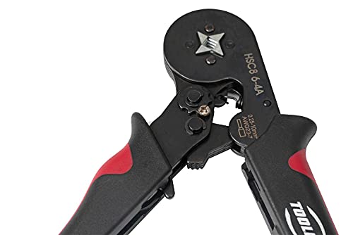 N/C Toolex Ferrule Crimping Tool Kit Self Adjusting Ratchet Crimper Pliers with 1800 pcs AWG 23-7 Terminal Connectors for Wiring Project Black,Red