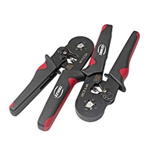 N/C Toolex Ferrule Crimping Tool Kit Self Adjusting Ratchet Crimper Pliers with 1800 pcs AWG 23-7 Terminal Connectors for Wiring Project Black,Red