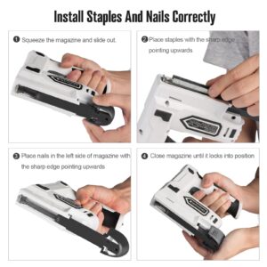 Bielmeier Electric Staple Gun, 2 in 1 Lithium-ion Electric Stapler, 4V Cordless Brad Nailer Kit with Staples Nails, USB Charger, Power Tacker for Upholstery, Material Repair, Carpentry, DIY