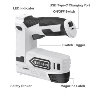 Bielmeier Electric Staple Gun, 2 in 1 Lithium-ion Electric Stapler, 4V Cordless Brad Nailer Kit with Staples Nails, USB Charger, Power Tacker for Upholstery, Material Repair, Carpentry, DIY