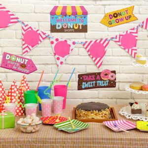 Jetec 20 Pieces Donut Party Directional Signs Donut Welcome Sign Donut Party Yard Sign Outdoor Lawn Decoration for Donut Party Decoration Supplies