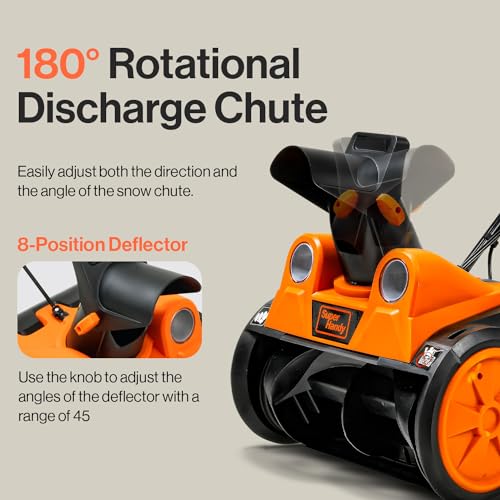 SuperHandy Electric Snow Thrower Walk-Behind Blower Corded AC 120V 15A 18 x 10 Inch Clearing Path 25 Feet Throwing Distance 720 lbs/Min LED Headlights for Driveway Walking Path Yards