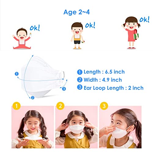 [5 Pack] (Age 2 to 4) You & I White KF94 Certified Kids Face Mask 4-Layers Premium Filters (Made in Korea)