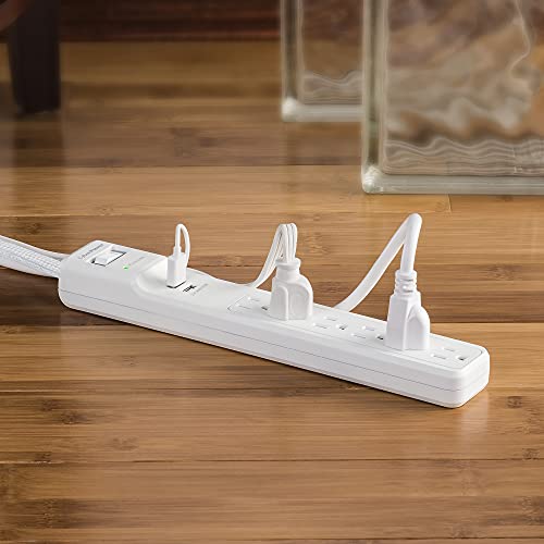 CyberPower P606URC2 Surge Protector, 500J/125V, 15A, 6 Outlets, 2 USB Charging Ports, 6 Foot Cord, White