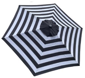 bellrino decor replacement 9 ft 6 ribs black/white stripe in strong & thick in umbrella canopy (canopy only)