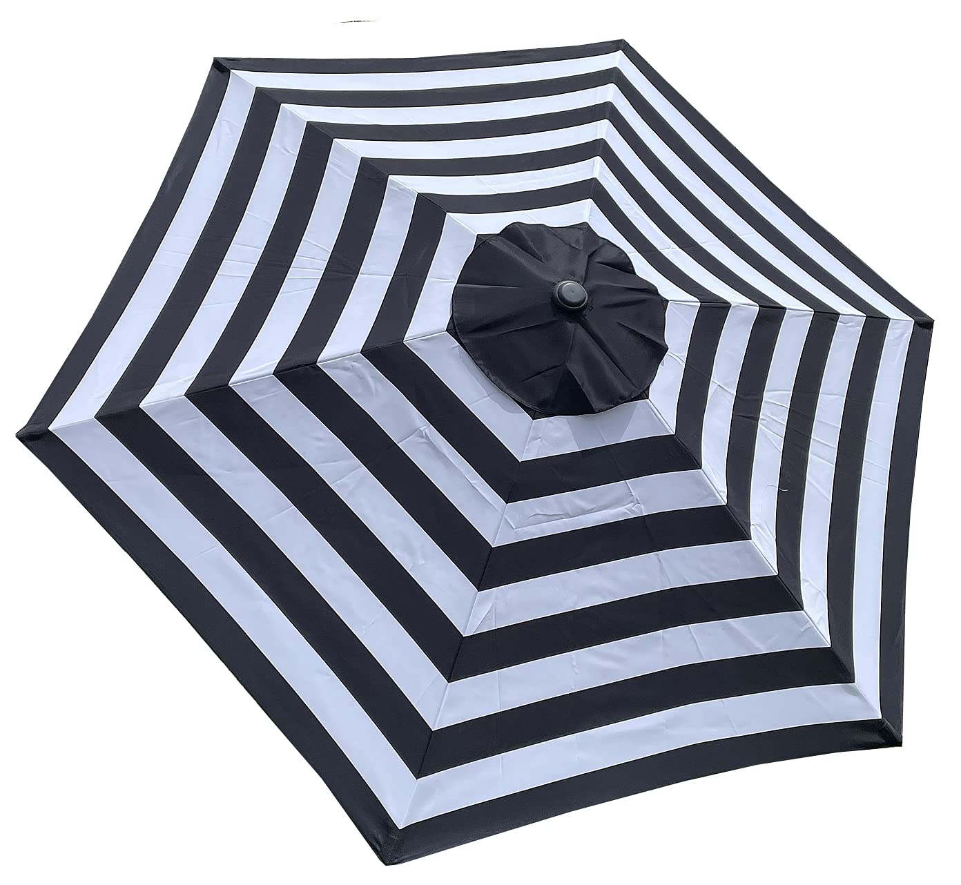 BELLRINO DECOR Replacement 9 ft 6 ribs BLACK/WHITE STRIPE in STRONG & THICK in Umbrella Canopy (Canopy Only)