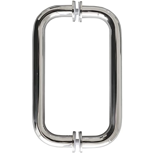 CKB 8" Back to Back Pull Shower Door Handle Compatible with 1/4" to 1/2" Thickness Glass Door for Frameless Shower Doors, Polished Steel with 304 Stainless Steel…