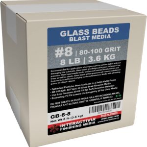 #8 Glass Beads - 8 lb or 3.6 kg - Blasting Abrasive Media (Fine) 80-100 Mesh or Grit - Spec No 8 for Blast Cabinets Or Sand Blasting Guns - Small Beads for Cleaning and Finishing