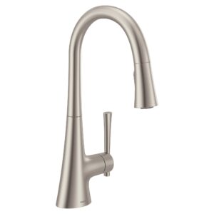 moen 9126srs kurv collection one-handle pulldown kitchen faucet featuring power boost and reflex, spot resist stainless