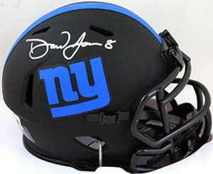 daniel jones autographed new york giants eclipse speed mini helmet- beckett w silver