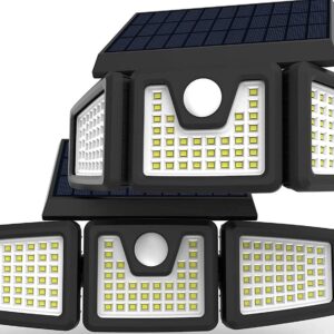 Solar Lights, Solar Motion Sensor Light Super Bright Outdoor 128 LED Security Lighting White, 2PK