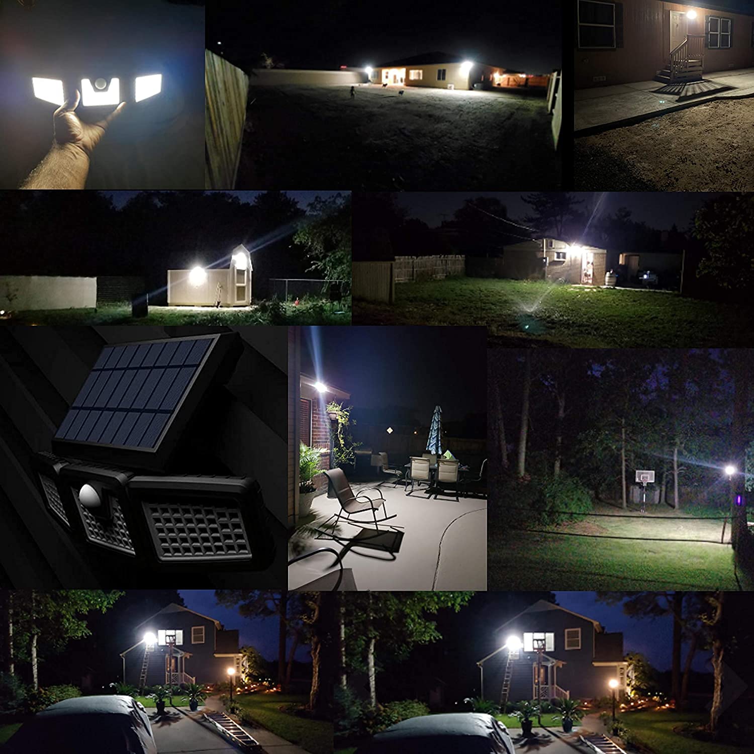 Solar Lights, Solar Motion Sensor Light Super Bright Outdoor 128 LED Security Lighting White, 2PK