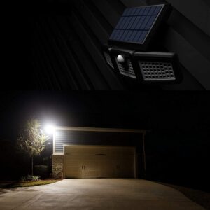 Solar Lights, Solar Motion Sensor Light Super Bright Outdoor 128 LED Security Lighting White, 2PK