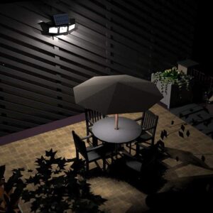 Solar Lights, Solar Motion Sensor Light Super Bright Outdoor 128 LED Security Lighting White, 2PK