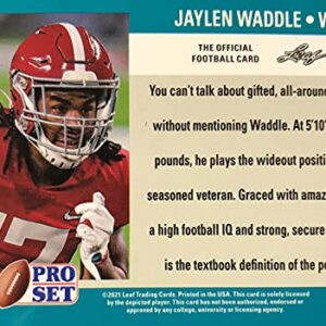 Jaylen Waddle 2021 Pro Set DRAFT DAY Short Printed Mint Rookie Card #PSDD6 picturing this Miami Dolphins First Round Pick in his Red Alabama Jersey