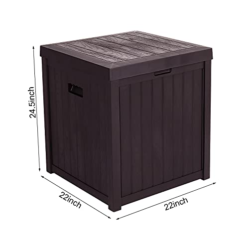 HomVent 51 Gallon Outside Storage Box Deck Boxes Outdoor waterproof Storage Container For Patio Cushions,Patio Furniture, Garden Tools and Pool Toys All Weather Using (Brown)