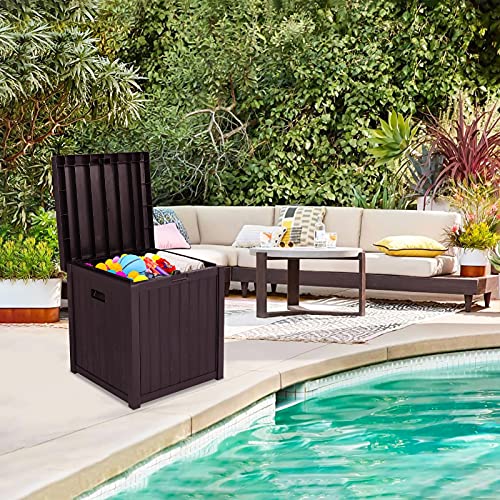 HomVent 51 Gallon Outside Storage Box Deck Boxes Outdoor waterproof Storage Container For Patio Cushions,Patio Furniture, Garden Tools and Pool Toys All Weather Using (Brown)