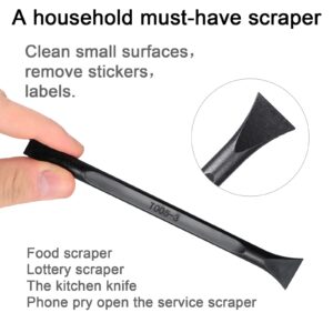 Honoson 6 Pcs Plastic Scraper Cleaning Tool Carbon Fiber Lottery Ticket Scratcher Tool Multi Purpose Stiff Scraper Pen Shaped Scraper for Tight Spaces, Kitchen, Crevices, Food, Paint(Black)