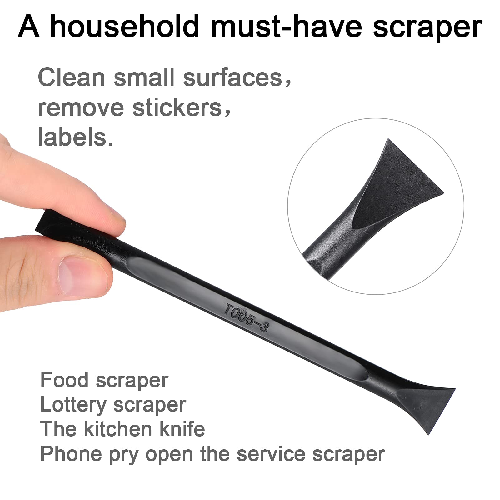 Honoson 6 Pcs Plastic Scraper Cleaning Tool Carbon Fiber Lottery Ticket Scratcher Tool Multi Purpose Stiff Scraper Pen Shaped Scraper for Tight Spaces, Kitchen, Crevices, Food, Paint(Black)